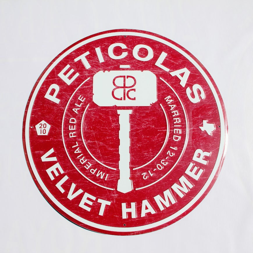 Velvet Hammer Logo Metal Sign – Peticolas Brewing Company
